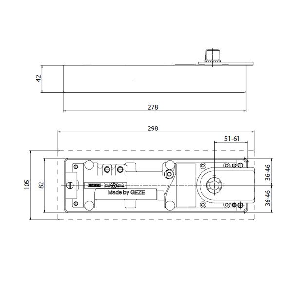 GEZE TS500 NV EN1-4 Floorspring and Spindle without Cover | Welling UK